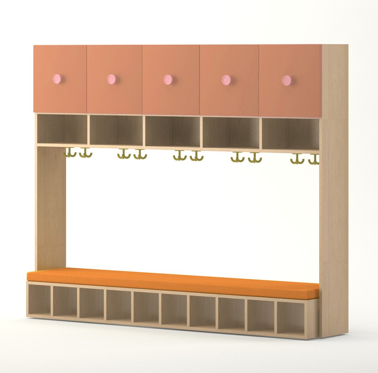 Vestiaire crèche avec casiers abricot Sélection | Papouille